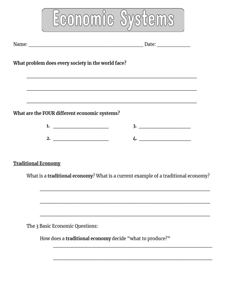 Economic Systems - Webquest | PDF