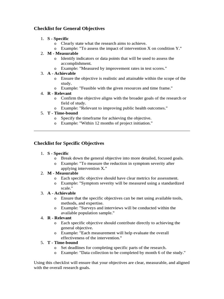 Objectives Guide Line | PDF