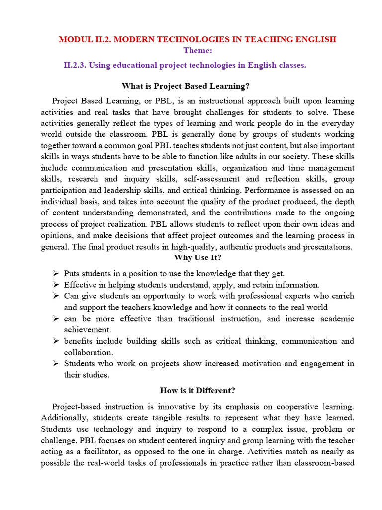 Using educational projec technologies | PDF