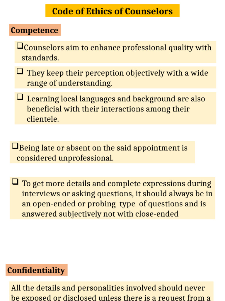 Code of Ethics of Counselor | PDF