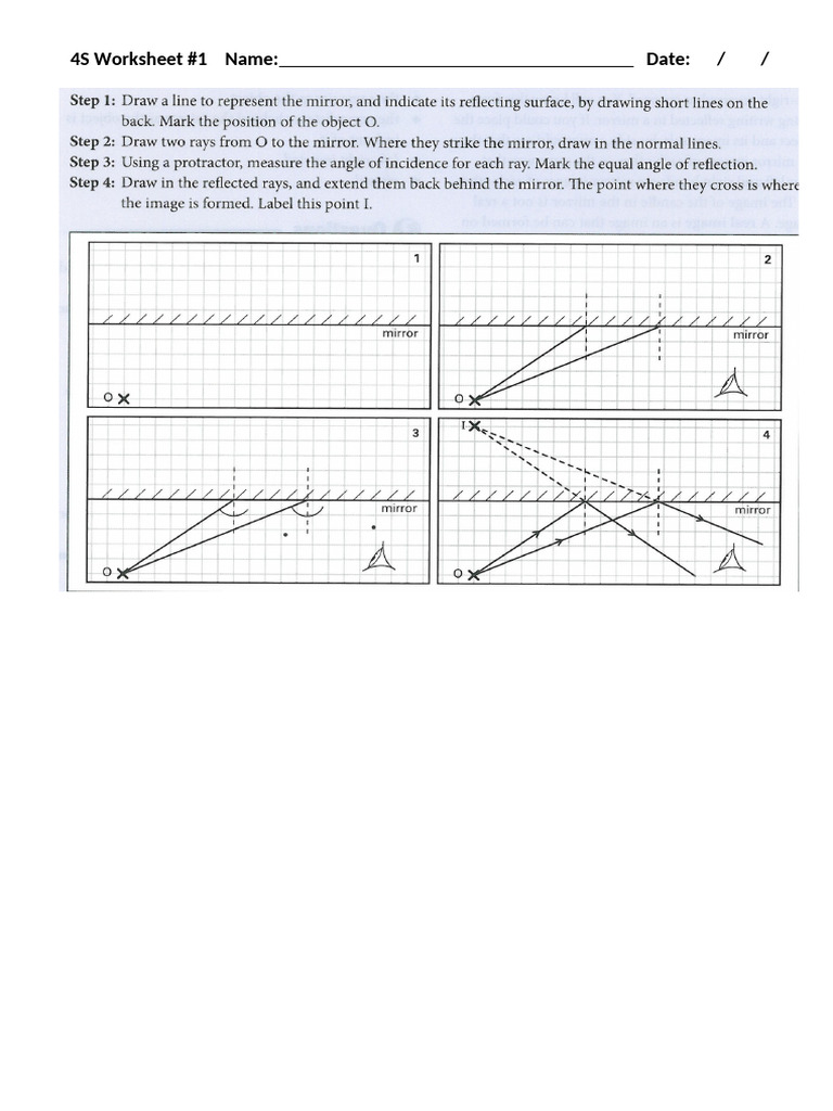 4S Worksheet #1 Reflection of Light | PDF
