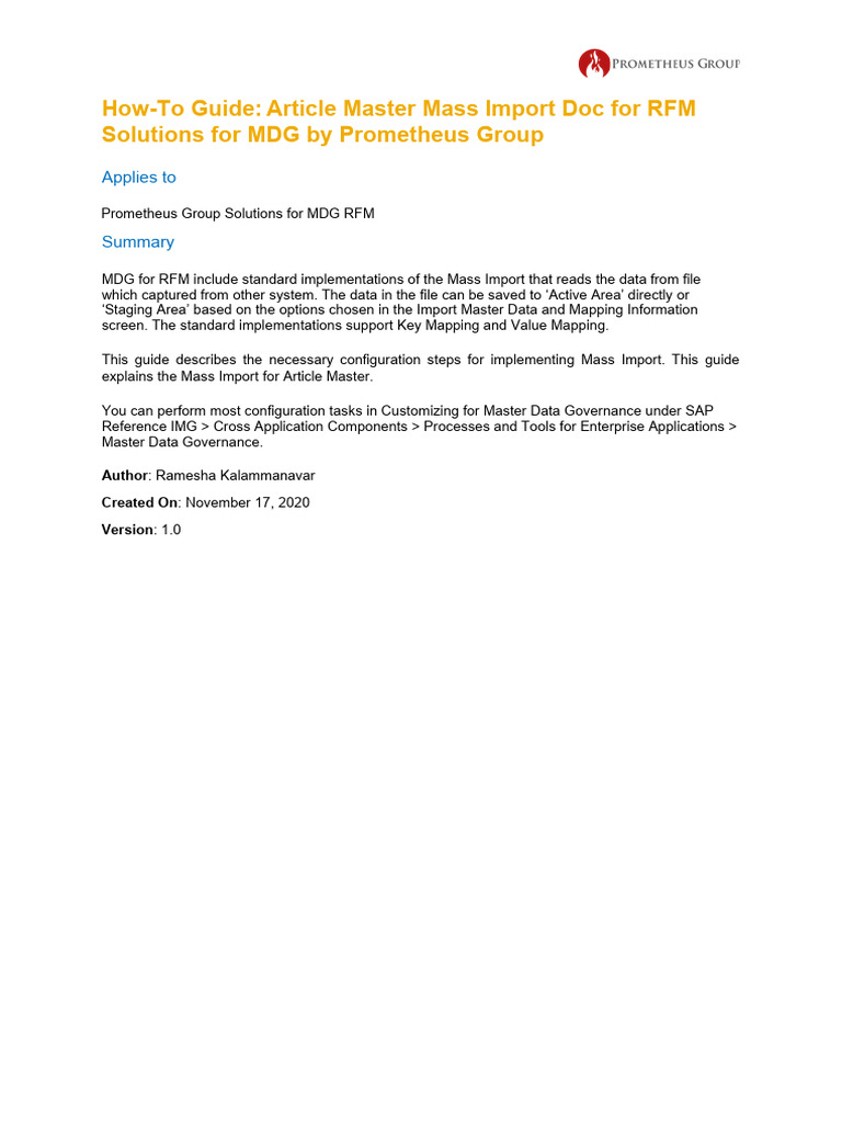 Mass Import Guide for Article Master RFM | PDF | Computer File | Directory (Computing)
