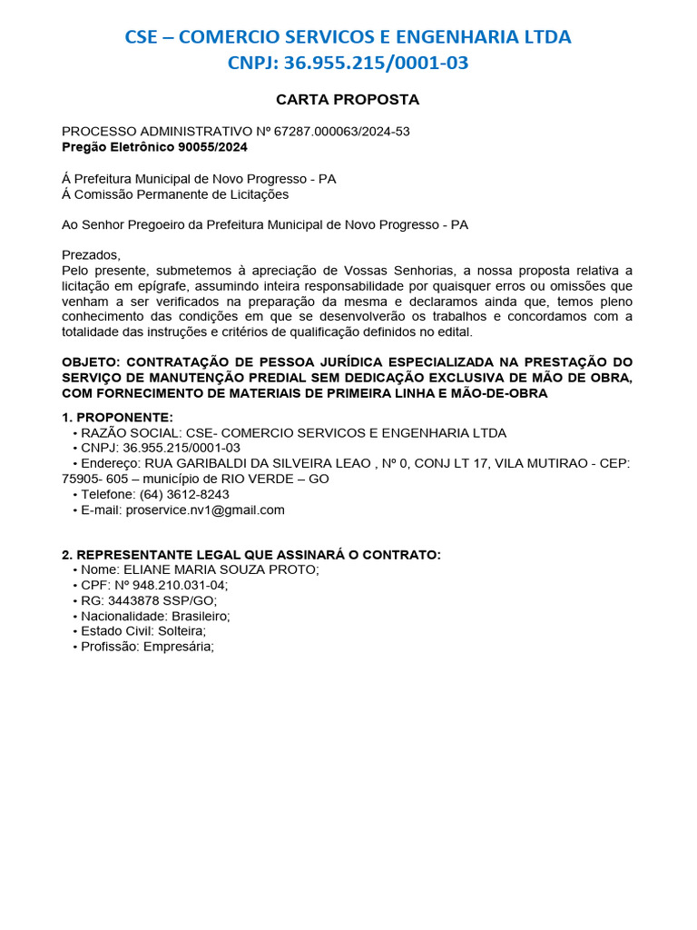 Item 02 Pregão Eletrônico 90055 2024 Proposta Comercial Final