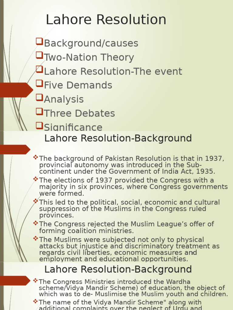 Lahore Resolution | PDF