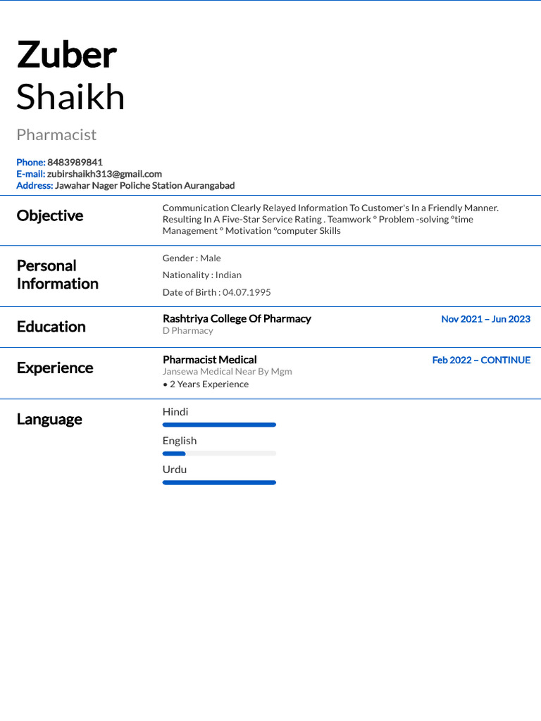 Zuber Resume 249 | PDF