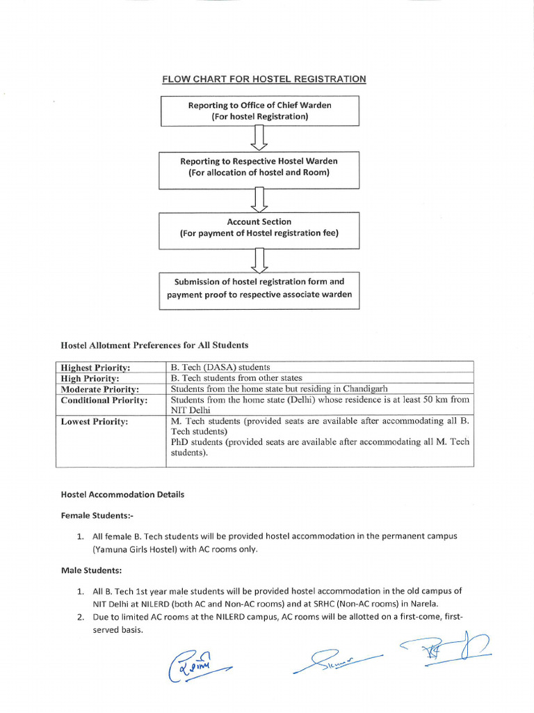 Flow Chart Form For Hostel Registration | PDF