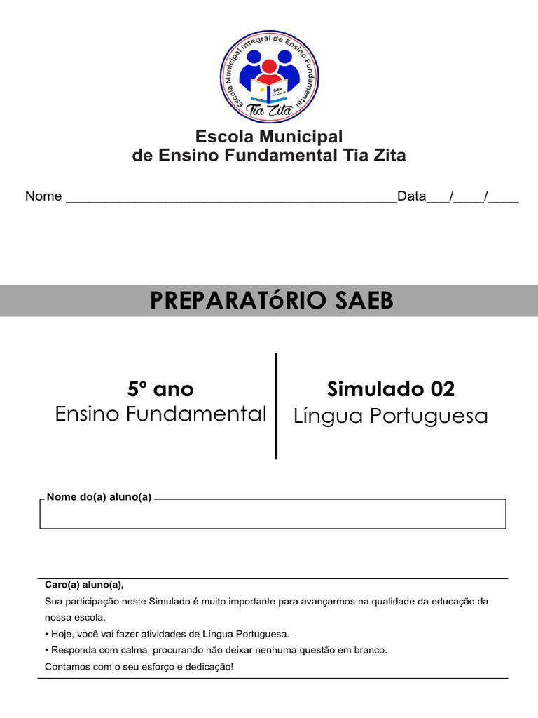 Simulado 02 (SAEB) Português - 5º Ano | PDF