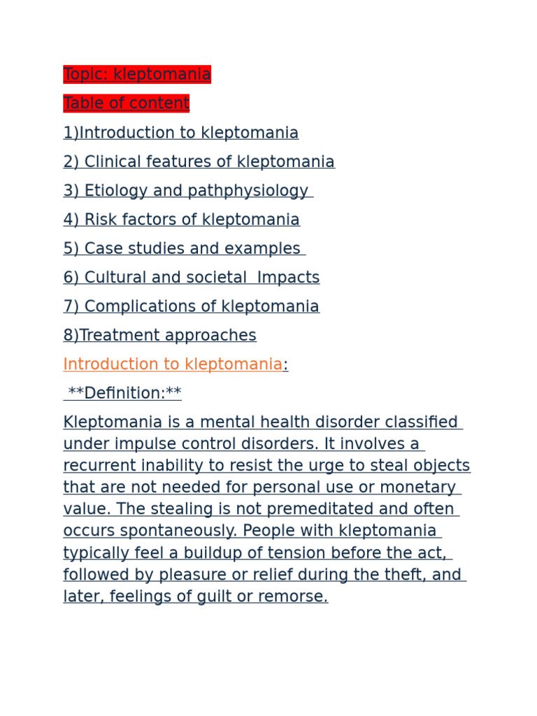 Kleptomania | PDF