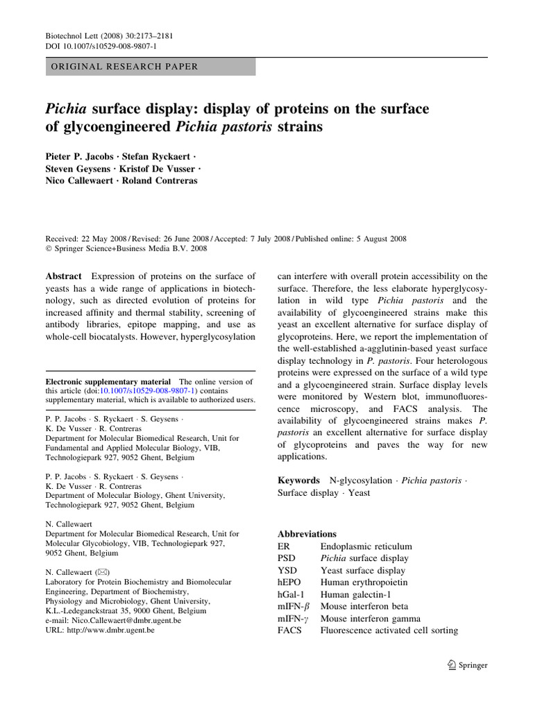 Yeast Display Pdf Biologia Molecular Bioquímica 2388