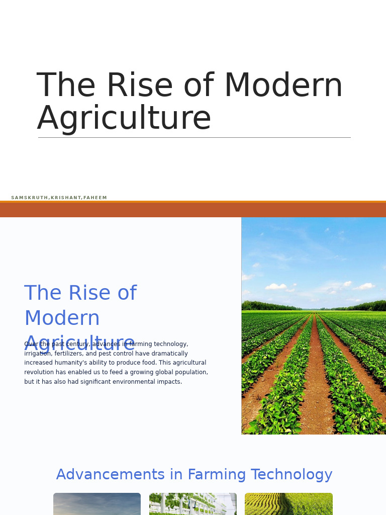 The Rise of Modern Agriculture | PDF