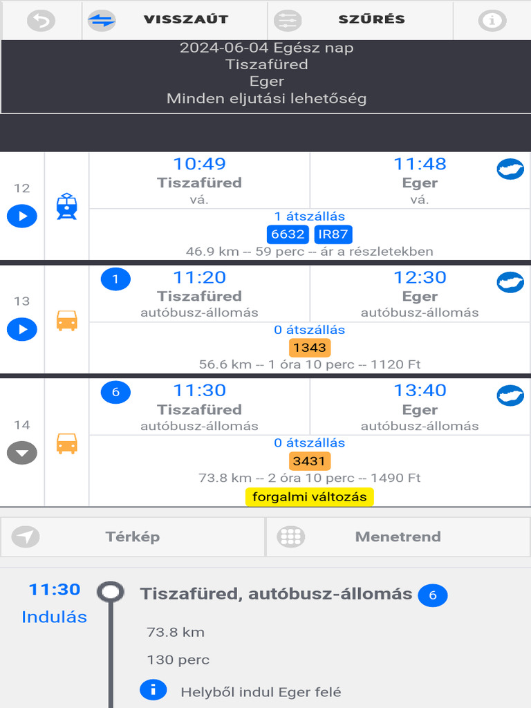 Menetrendek - Hu 6 | PDF