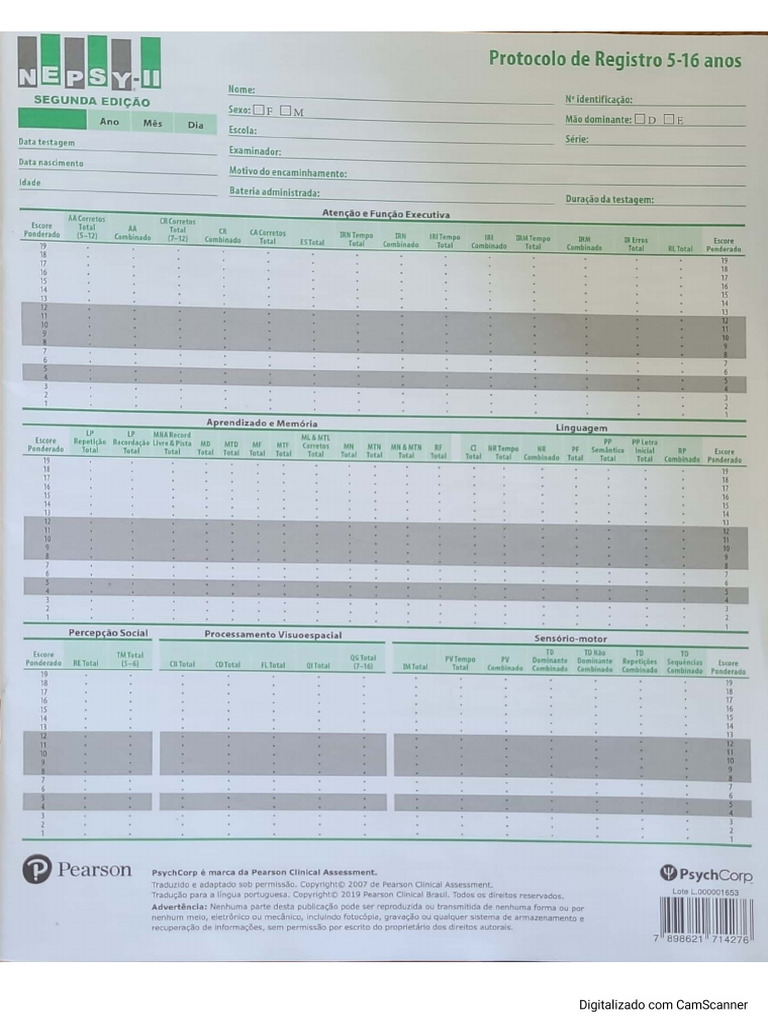 Nepsy-II (5-16 Anos) | PDF