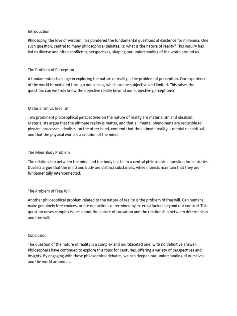 The Nature of Reality A Philosophical Inquiry | PDF
