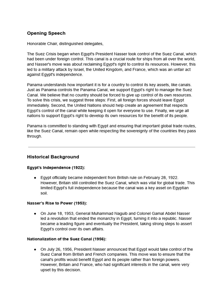 Suez Crisis - Panama (For) | PDF