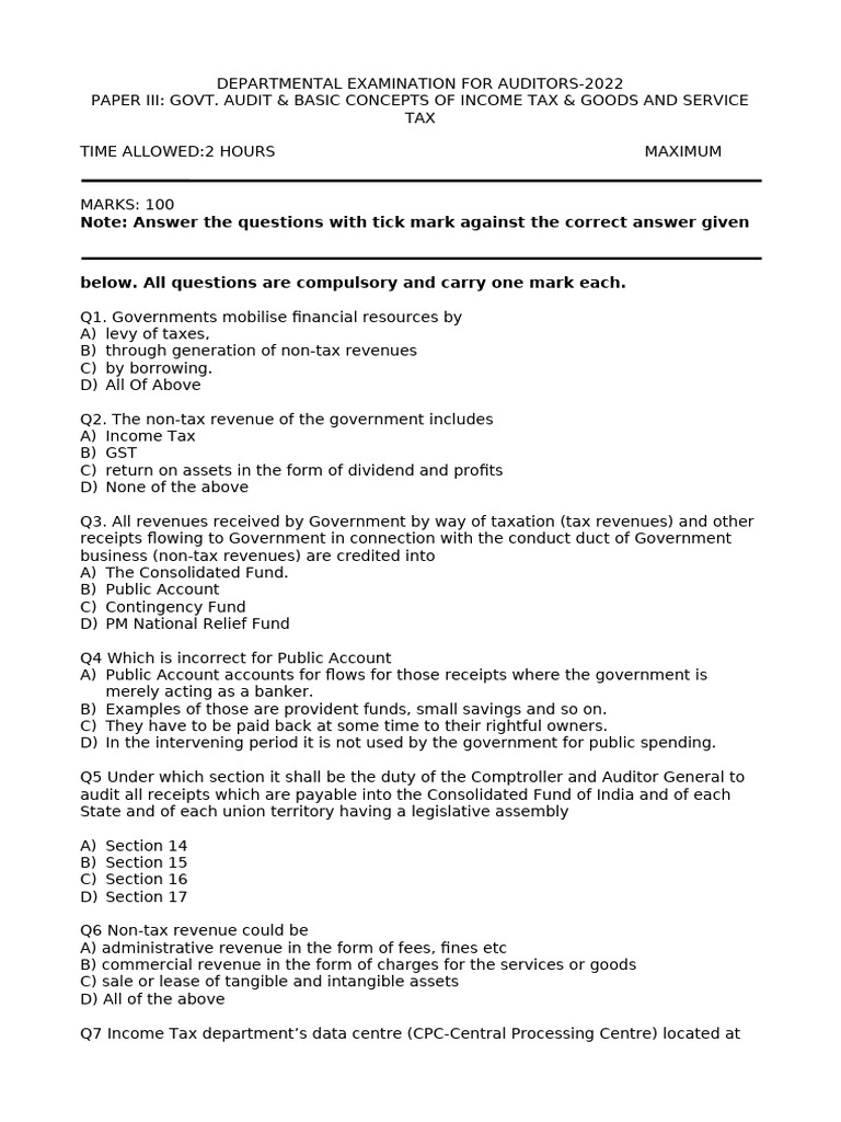 Question Paper Word | PDF