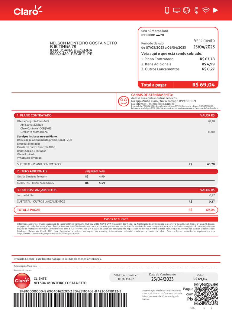 Claro Boleto ABR | PDF