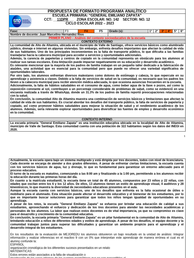 Programa Analitico Marce Completo Con Problematica | PDF