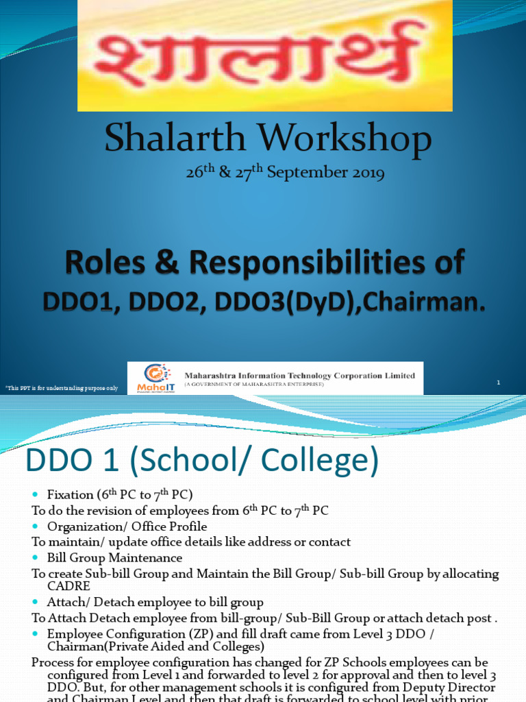 Roles & Responsibilities of Shalarth users | PDF