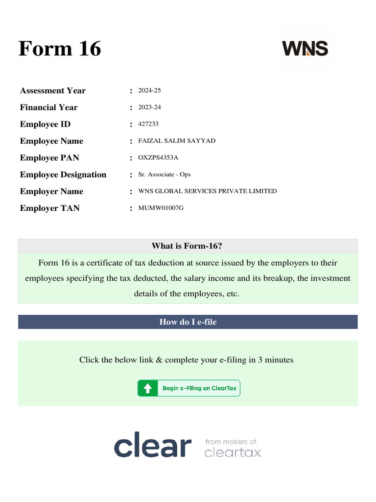 Form 16-Part B | PDF