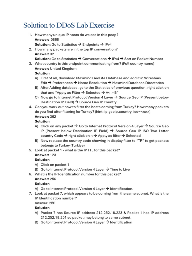 Solution To DDOS Lab Exercise | PDF
