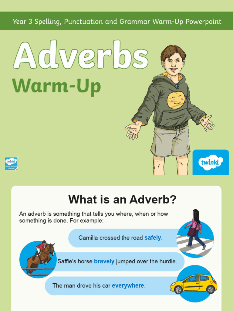 Adverbs Warm Up Twinkl | PDF