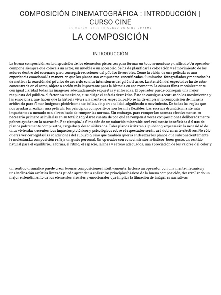 Composición Cinematográfica | PDF
