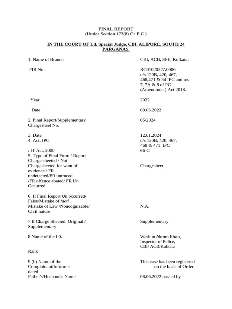 Annexure P-3 Supplementary Chargesheet Fair Typed | PDF