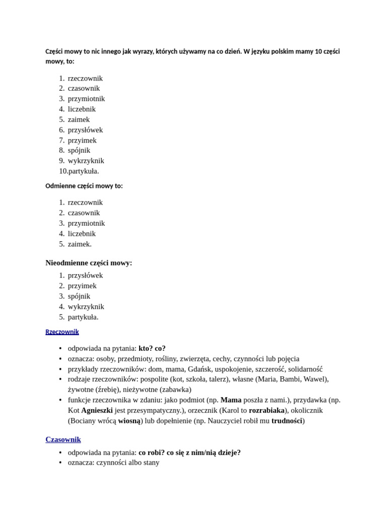 czesci mowy | PDF