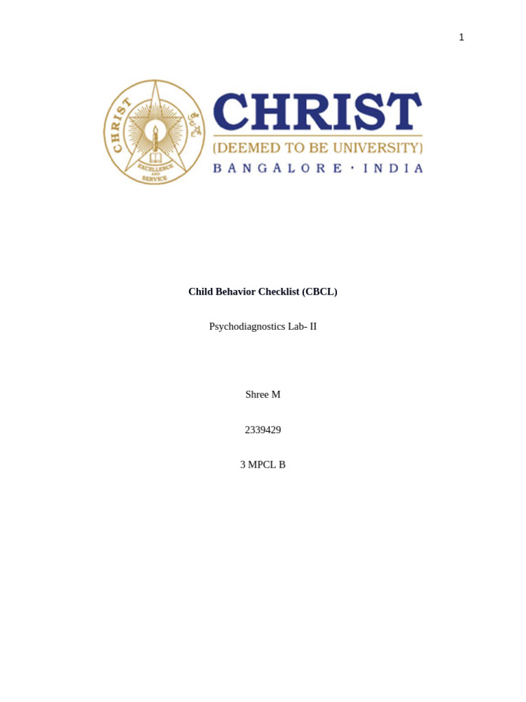 CBCL Report | PDF