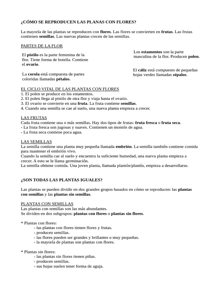 Cómo Se Reproducen Las Plantas Con Flores | PDF