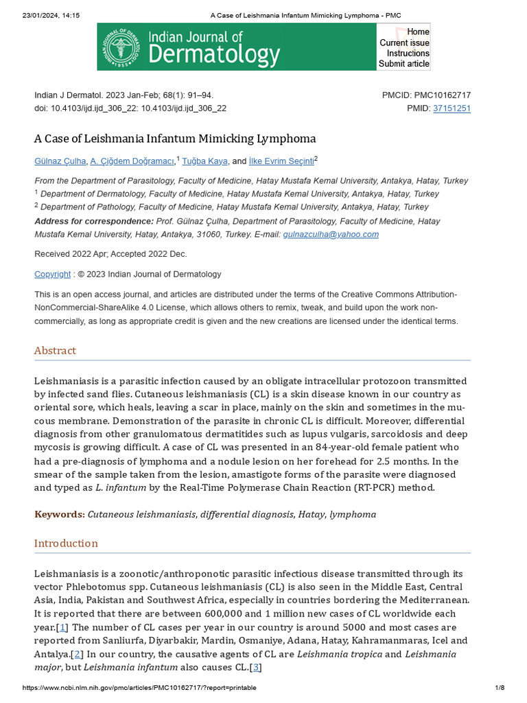 A Case of Leishmania Infantum Mimicking Lymphoma - PMC | PDF
