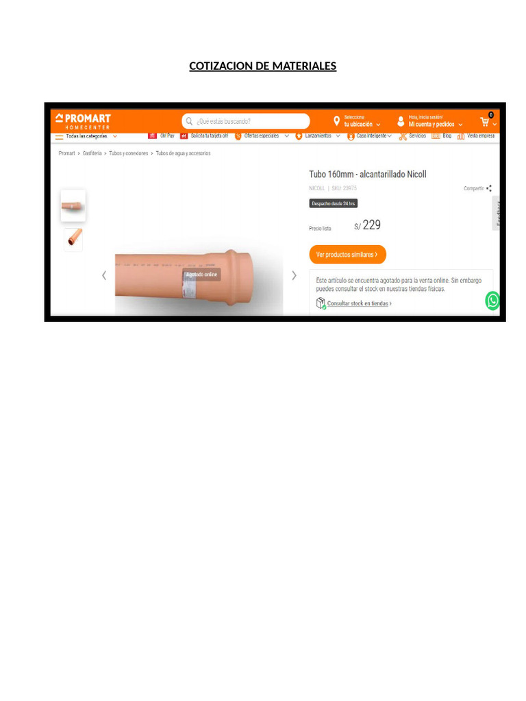 Cotizacion de Materiales | PDF