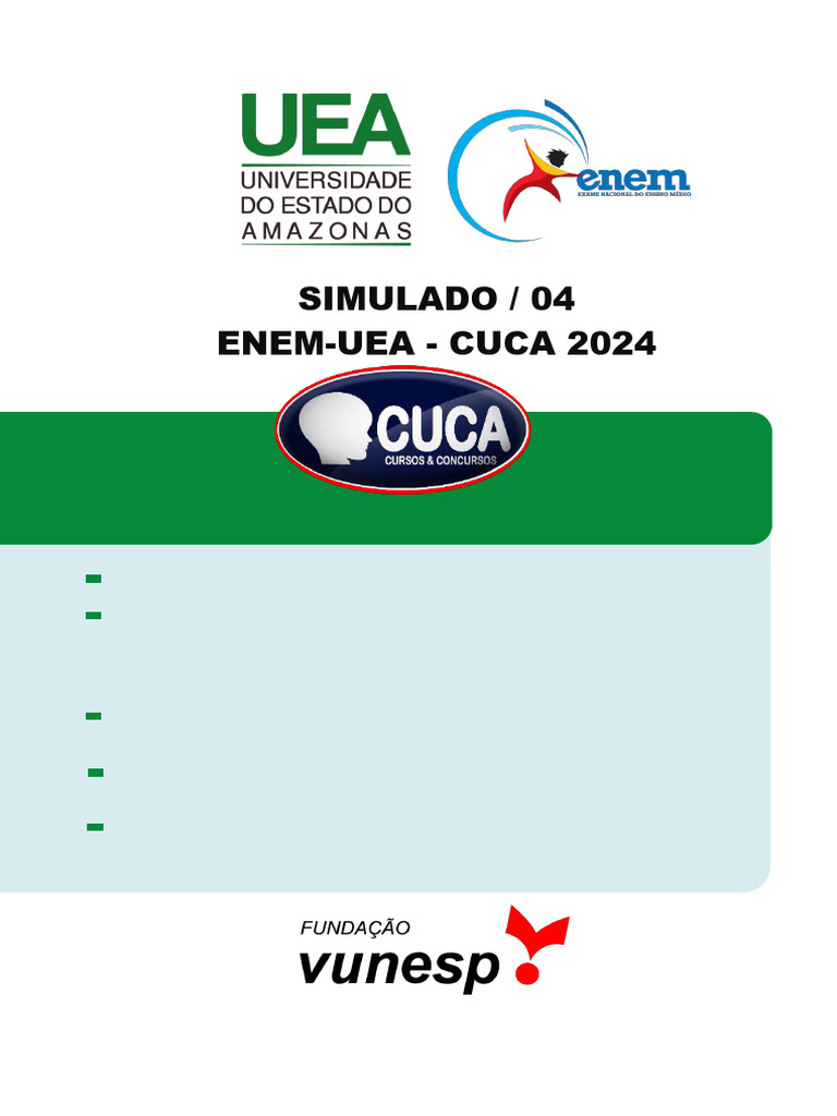 Simulado 4 - Enem-uea - 18 de Agosto de 2024 | PDF