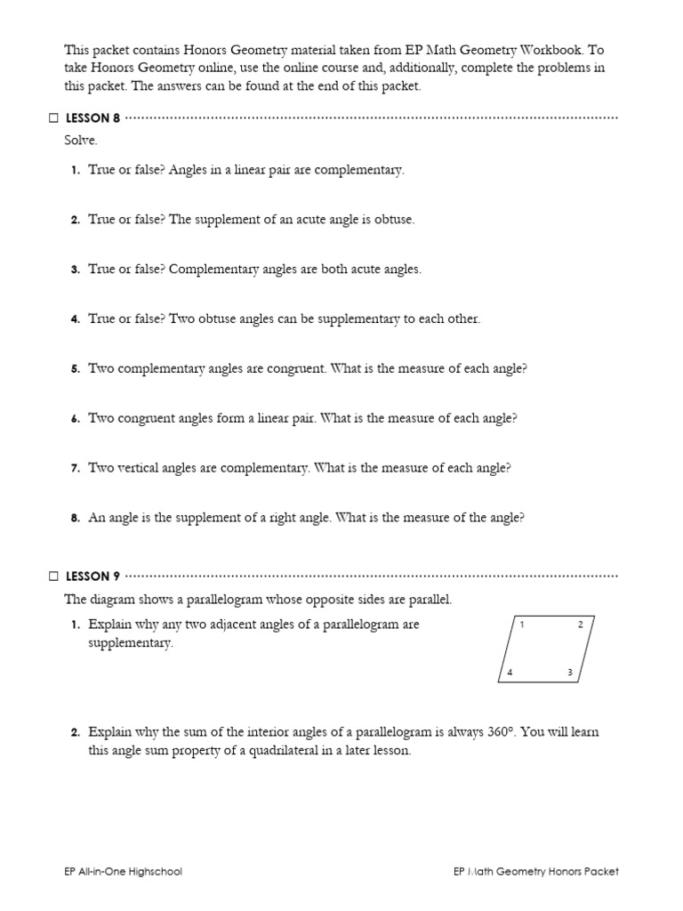 Geometry Online Honors | PDF
