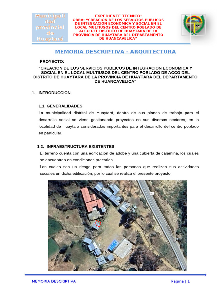 Memoria Descriptiva Arquitectura | PDF