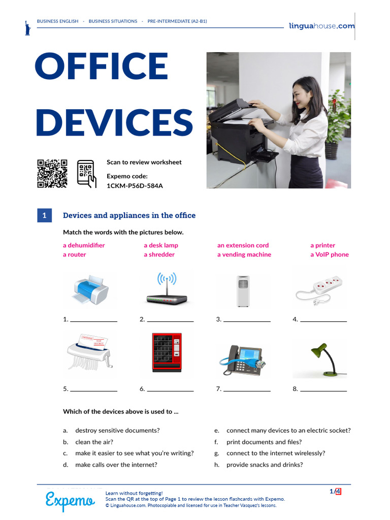 Office Devices American English Student | PDF