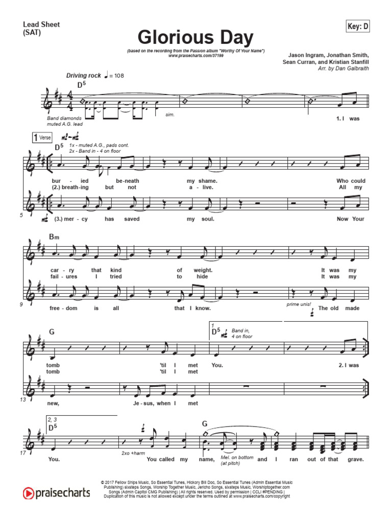 Glorious Day - Passion Live Lead Sheet D | PDF