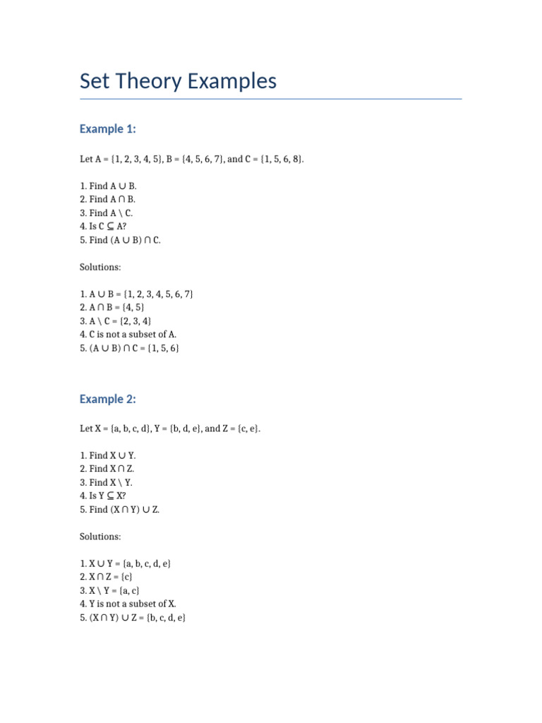 Set Theory Examples | PDF