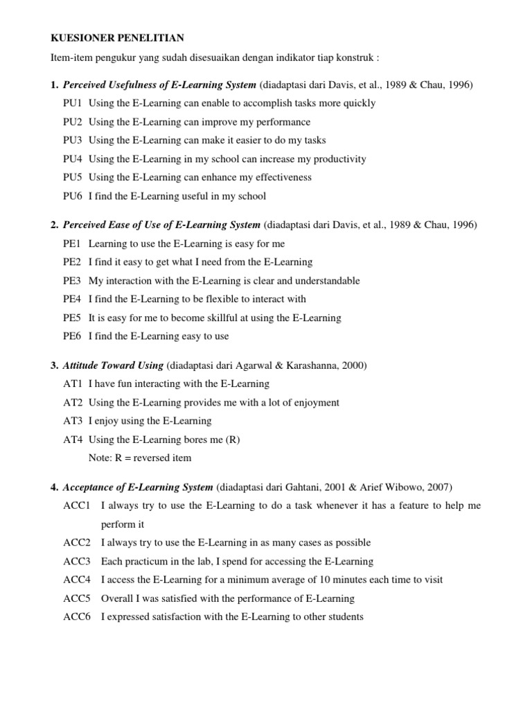 E-Learning System Indicators Survey | PDF | Educational Technology | Usability