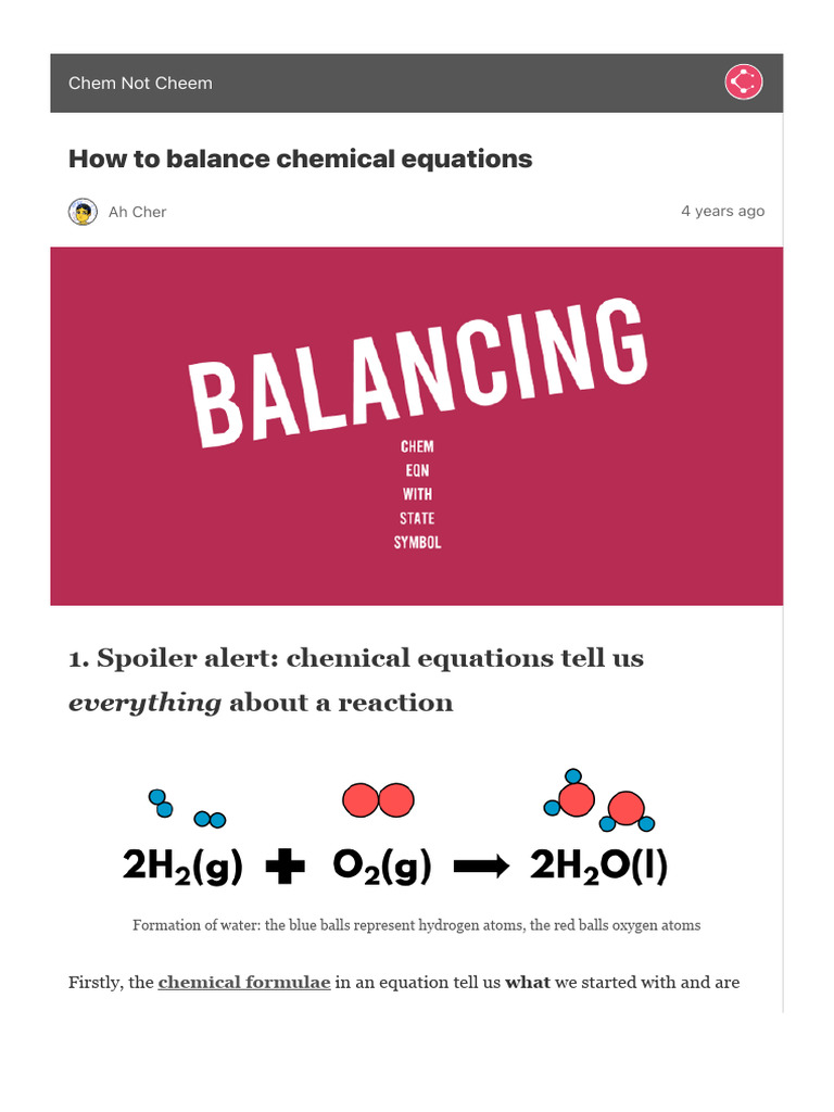 How To Balance Chemical Equations - O Level Chemistry Notes | PDF ...