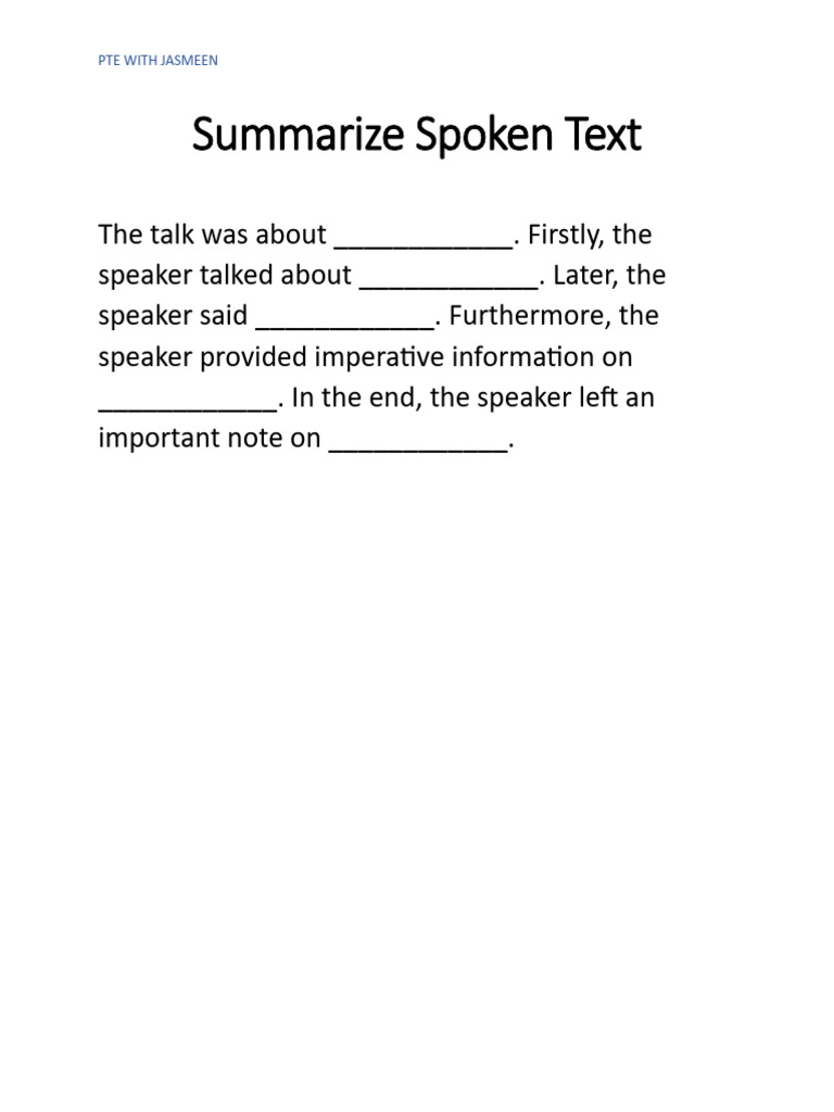 Summarize Spoken Text | PDF