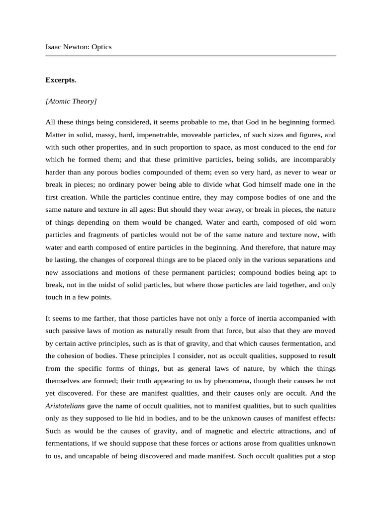 Isaac Newton Optics | PDF