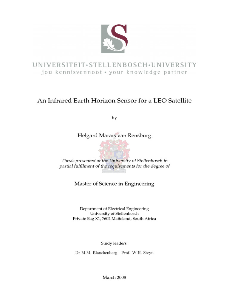 An Infrared Earth Horizon Sensor For A LEO Satellite: Helgard Marais ...