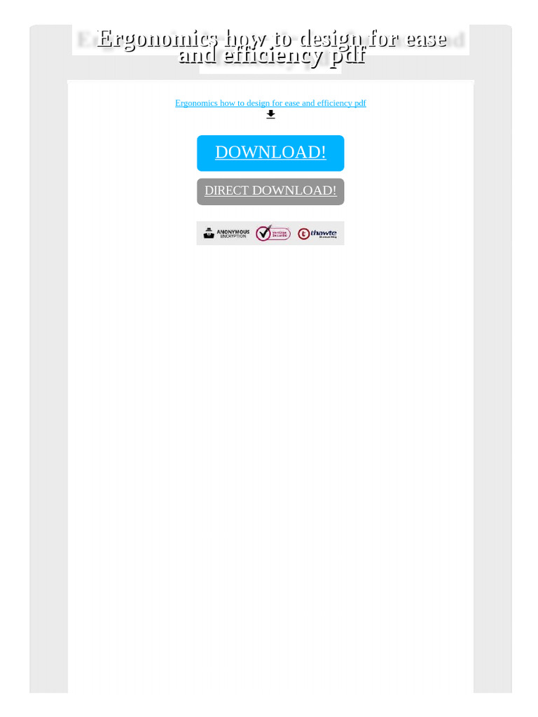 Ergonomics How To Design For Ease and Efficiency PDF | PDF
