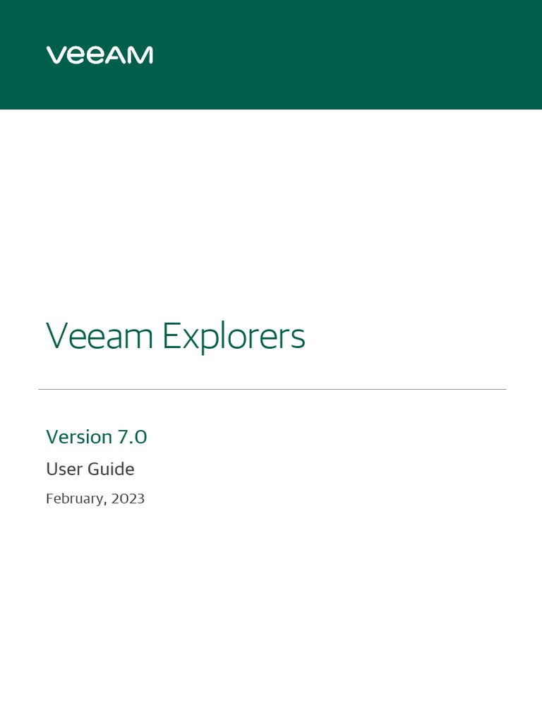 Veeam Backup m365!7!0 Explorers User Guide | PDF