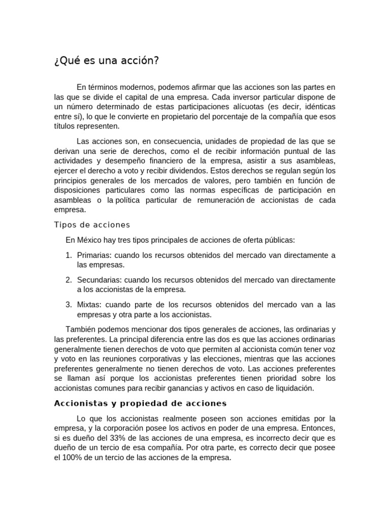 Qué Es Una Acción | PDF