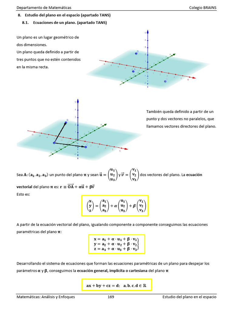 71 Ecuaciones Del Plano | PDF