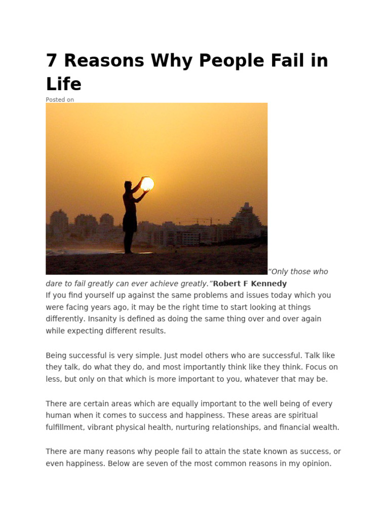 7 Reasons Why People Fail in Life | PDF