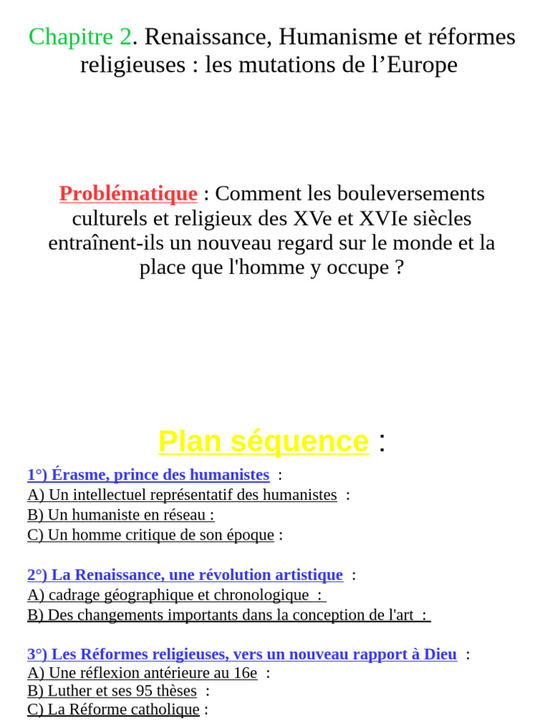 Renaissance, Humanisme Seconde 7 | PDF