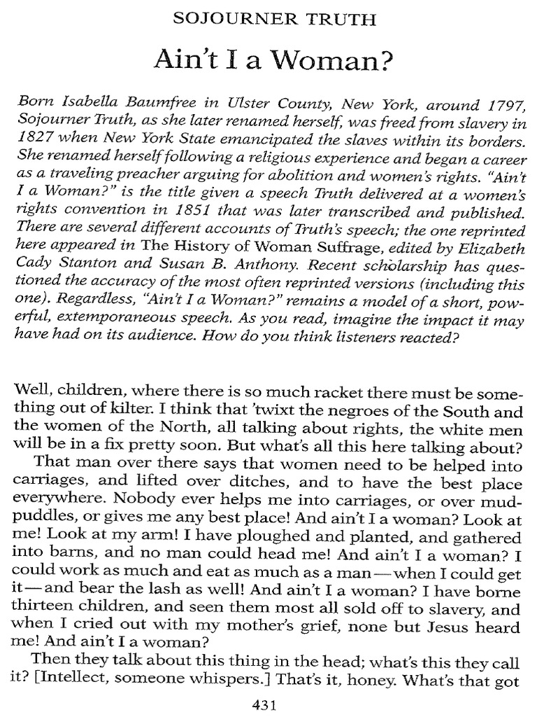 Truth+ +Ain't+I+a+Woman | PDF